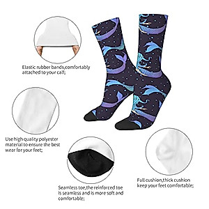SWEET TANG Running Calf Socks Compatible with Beautiful Mermaids Underwater Dress Socks, Funny Outdoor Football Socks Workout Hiking Walking Socks for Men Women