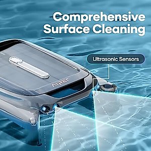 AIPER Solar Pool Skimmer Pool Surface Cleaning Robot with APP Support, Solar Powered and DC Charging for Continuous Cleaning, Pool Temperature Monitor
