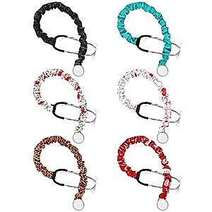 Tondiamo 6 Pieces Stethoscope Cover Scrunchie Elastic Fabric Stethoscope Covers Sleeve Compatible with Stethoscope 6 Styles Stethoscope Neck Wrap for Nurse Doctor