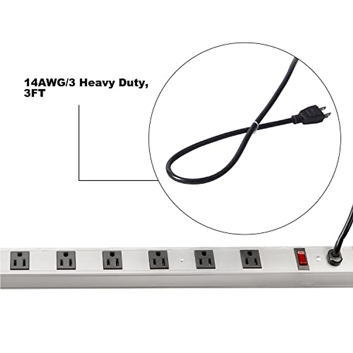 ProHT 6 Outlet Aluminum Power Strip Silver (03196)