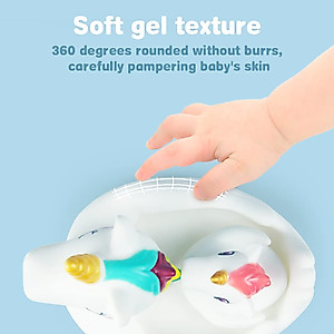 Woby Baby Bath Toys Cute Unicorn Spray Toys Bathroom Rubber Floating Bathtub Squirt Toys for Toddlers Infants 6-12 Months Girl Ideal Gifts Value Pack 4pcs Set