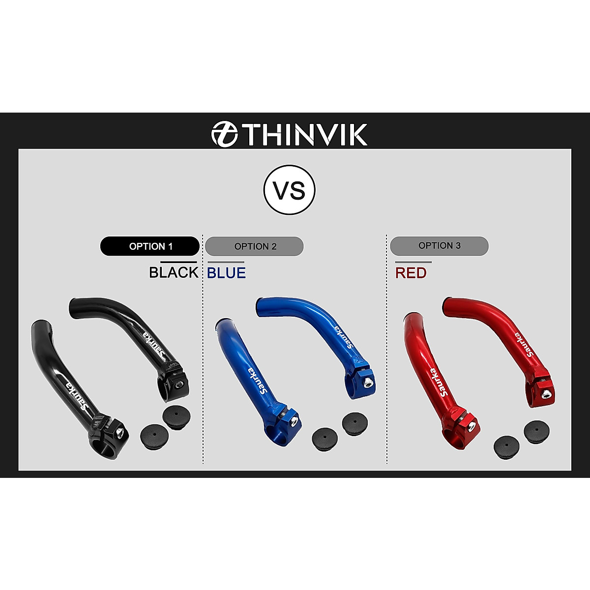 Thinvik Bike Bar Ends, Aluminium Alloy MTB Bicycle Handlebar Ends, Bike Bar Extender for Mountain Bike, Black