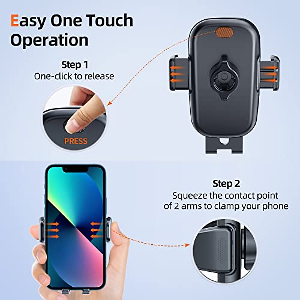 1Zero Universal Phone Holder for Car [Super Stable & Hands-Free] Car Vent Phone Mount [Thick Case & Big Phone Friendly] Car Phone Holder Mount for Vent Dashboard Windshield