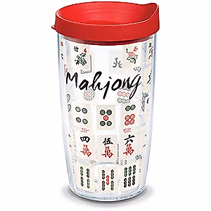 Tervis Plastic Mahjong Game Made in USA Double Walled Insulated Tumbler Travel Cup Keeps Drinks Cold & Hot, 16oz, Clear