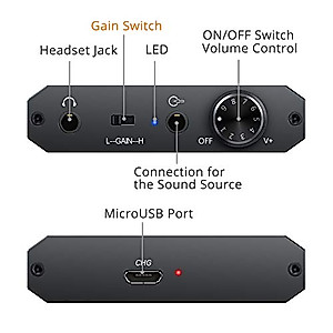 Neoteck Portable 3.5mm Headphone Amplifier with Bluetooth 5.0 Receiver, Two-Stage Gain Switch, 16-150 Ohm HiFi Earphone Amp, Aluminum Matte Surface