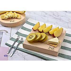 JNE Natural Hinoki Cypress Wood Cutting Board, Cheese Board, Chopping Board, Serving Board for Wine, Crackers, Fruit. Housewarming, Wedding, Birthday gift. Trivet (Square-7x1.2)