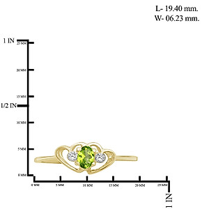 JEWELEXCESS 0.18 CTW Peridot & Accent White Diamonds Ring in 14K Gold Over Silver