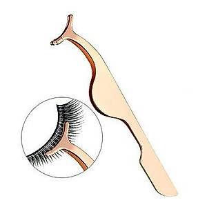 EIAKE False Eyelashes Applicator Tool Eyelash Extension Tweezers Remover Clip Tweezers Nipper (Golden)