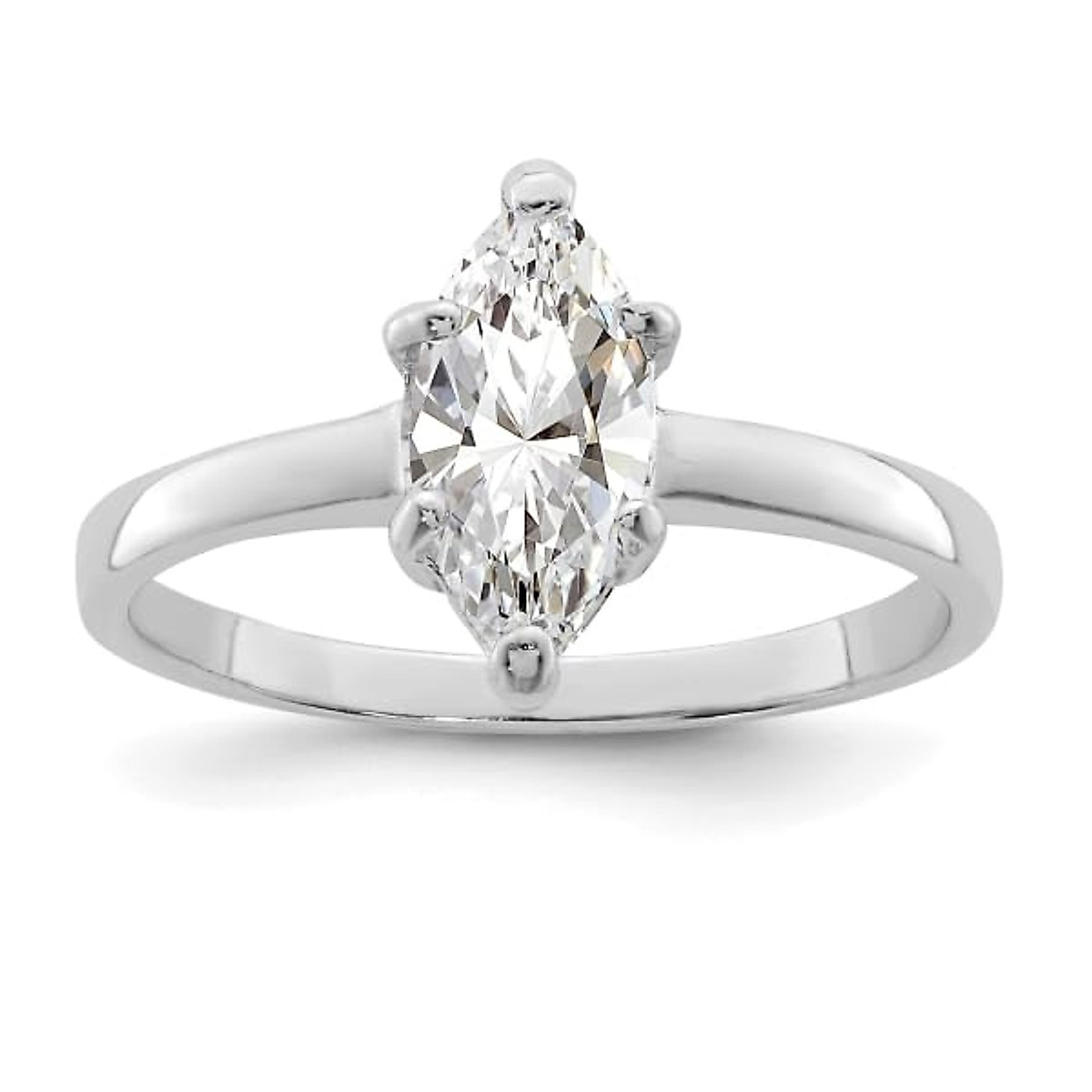 925 Sterling Silver Solitaire Marquise Cubic Zirconia CZ Engagement Ring Size 7