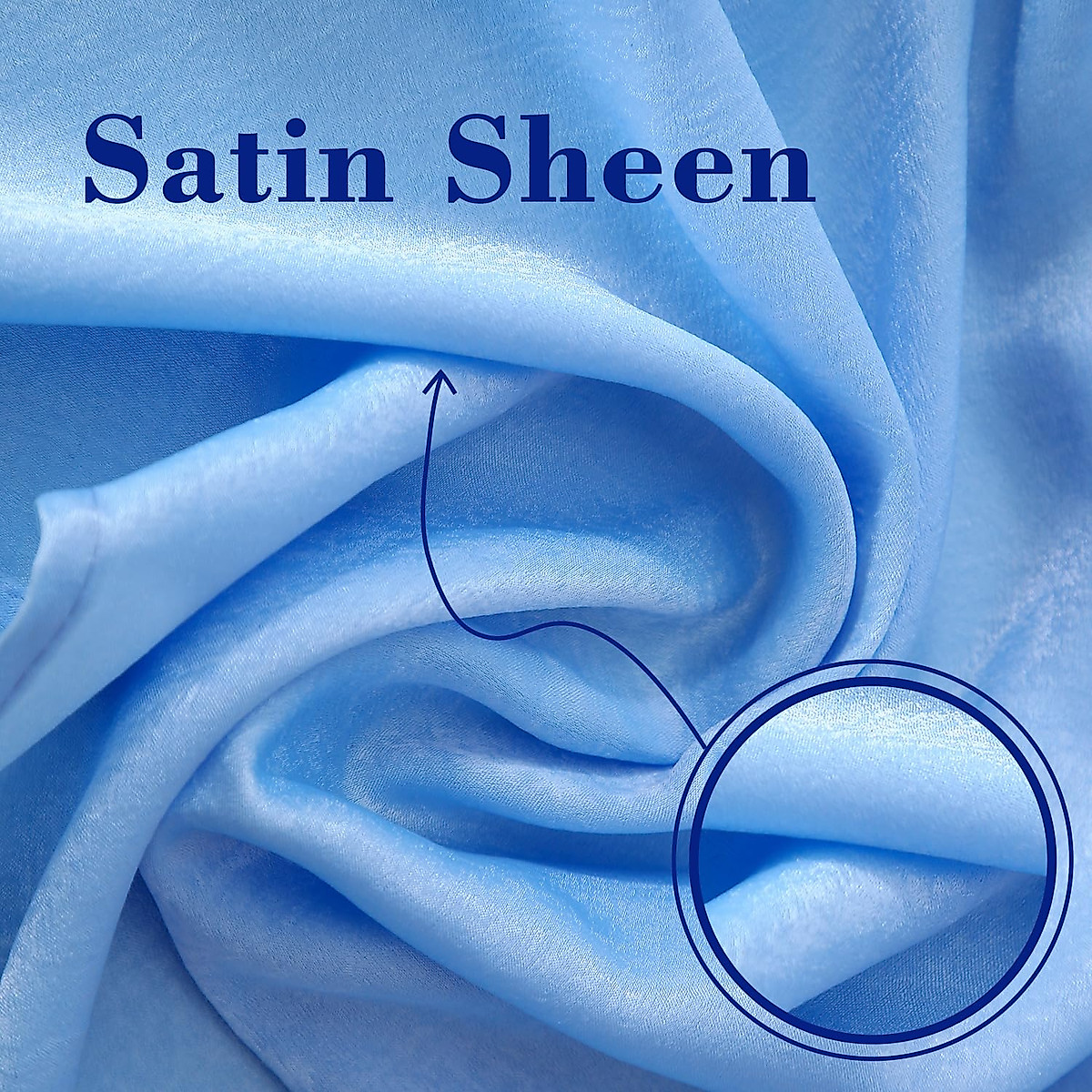 SHERWAY 9.6 Feet x 10 Feet Sky Blue Silky Soft Curtain Wedding Backdrop Drapes, Slightly Shiny Satiny Window Curtains for Party Ceremony Decoration