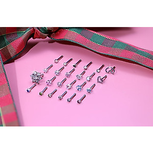 Prjndjw 44pcs 18G 20G Nose Rings Studs Nose Rings for Women Nose Piercings Jewelry Surgical Stainless Steel Straight Nose Studs Moon Star Heart Butterfly Hypoallergenic for Men