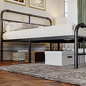 THEOCORATE California King Bed Frame with Headboard and Footboard,14 Inch High 3500lbs Support Metal Platform with Storage,No Box Spring Needed,Noise Free,Anti-Slip,Easy Assembly,Black