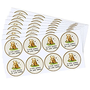 Stickers with A Little Yummy for Your Yummy 64 Pcs, 2 inches Stickers for Winnie The Pooh Stickers, Gift for Party Favors, Baby Shower, Honey Jar, Wedding Favors