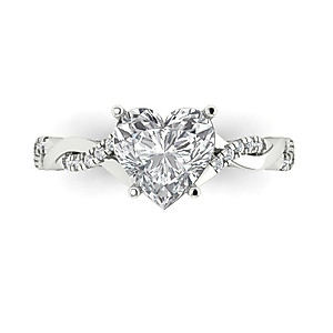 Clara Pucci 2.19ct Heart Cut Criss Cross Solitaire Halo Created White Sapphire Designer Bridal Engagement Ring 14k White Gold 7
