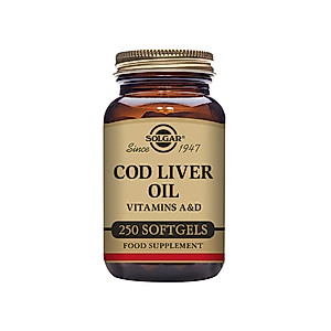Solgar Cod Liver Oil, 250 Softgels - Supports Healthy Immune System, Healthy Eyes & Vision & Bone Health - Vitamin A & D Supplement -, Gluten Free, Dairy Free - 250 Servings