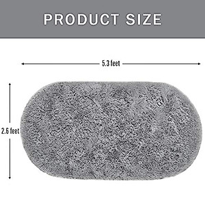 Goideal Oval Shaggy Bedroom Rug 2.6 x 5.2 Feet Fluffy Area Rugs for Girls Boys Kids Room Nursery Floor Carpet Home Decoration,Grey