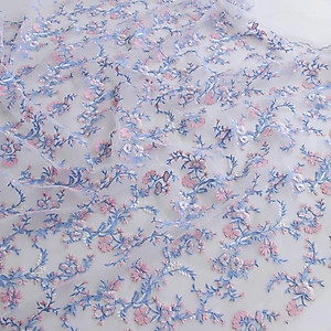 XMTXZYM 3 Meter Mesh Fabric Embroidery Lace Fabric Wedding Dress Clothing Fabric Handmade DIY Fabric