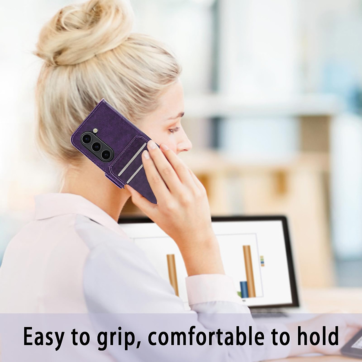 MONASAY Wallet Case Compatible for Galaxy Z Fold 5 5G with S Pen Holder, Flip Folio Leather Cell Phone Cover with RFID Blocking Credit Card Holder, Purple