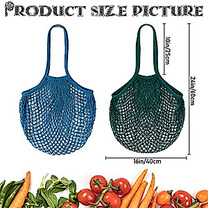 DRWSSR 2pcs Fashion Storage Mesh Bag Reusable Fruit Mesh Bag Shopping Mesh Bag Pure Cotton Portable Mesh Bag Eco Market Bags Tote Vegetables bag Tote Basketball Bag（blue+green）