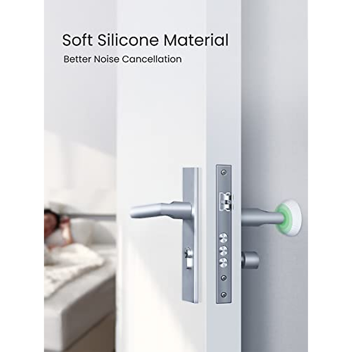 UGREEN Door Stopper Wall Protector Door Bumper Knob Shield Handle Guard Self Adhesive for Bedroom, Kitchen, Office, White 2 Pack