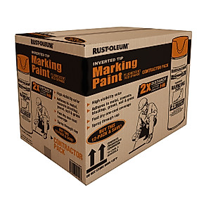 Rust-Oleum 266599 Professional 2X Distance Inverted Marking Spray Paint, 15 oz, Fluorescent Red-Orange, Contractor 12 Pack