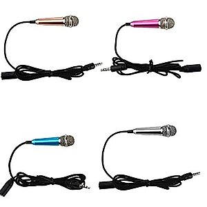 Frienda 4 Pieces Mini Microphone Portable Vocal Microphone Mini Karaoke Microphone for Mobile Phone Laptop Notebook, 4 Colors