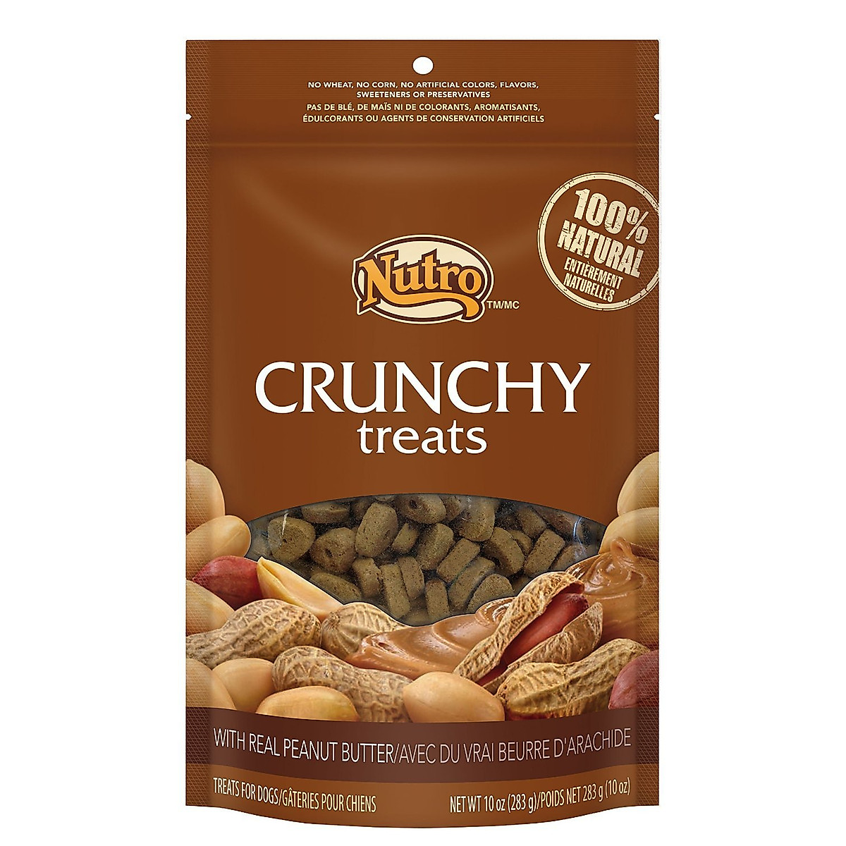 Nutro Crunchy Dog Treats 2 Flavor Variety Bundle: (1) Nutro Crunchy Dog Treats with Real Peanut Butter and (1) Nutro Crunchy Dog Treats with Real Mixed Berries, 10 Ounces Each (2 Bags Total)
