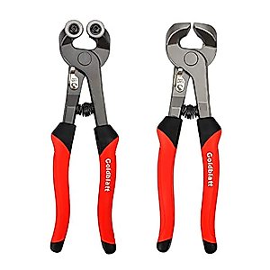 Goldblatt 2 Piece Glass Tile Nippers Set - Heavy Duty Wheeled Glass Mosaic Nipper & Hd Ceramic Tile Nipper, Tile Cutter Pliers Soft-grip Handle - Shapping Plier, Nipper Cutting Tools, Stone, Metal
