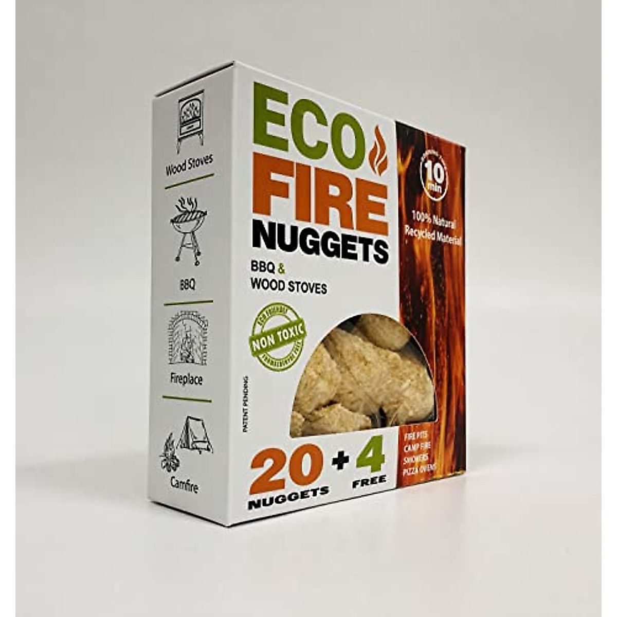 Trenton Gifts Eco Fire Nuggets. Lighting Fire Starters. Safe Natural and Made of 100% Recycled Material. 24 Nuggets