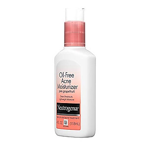 Neutrogena Oil Free Acne Facial Moisturizer with.5% Salicylic Acid Acne Treatment, Pink Grapefruit Acne Fighting Face Lotion for Breakouts, Non-Greasy & Non-Comedogenic, 4 fl. oz