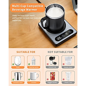Maestri House Coffee Mug Warmer with Cup for Desk, Electric Mug Warmer with 9 Temperature Settings & 1-12 Hour Timer, Portable Beverage Warmer for Home and Office - Ideal Gift for Coffee Lovers