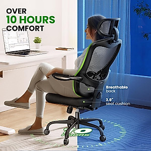 Ergonomic Office Chair Big and Tall - 6'5" Tall Max, 350Lbs Capacity Computer Desk Chairs Over 10 Hours Comfortable, with Adjustable Mesh High Back, Lumbar Support, 3D Headrest, Flip-up Arms