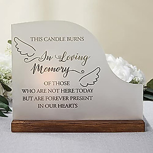 AW BRIDAL Sympathy Gifts Memorial Candle Acrylic & Wooden In Loving Memory Wedding Signs, Memorial Bereavement Gifts for Loss of Loved One Mother Father