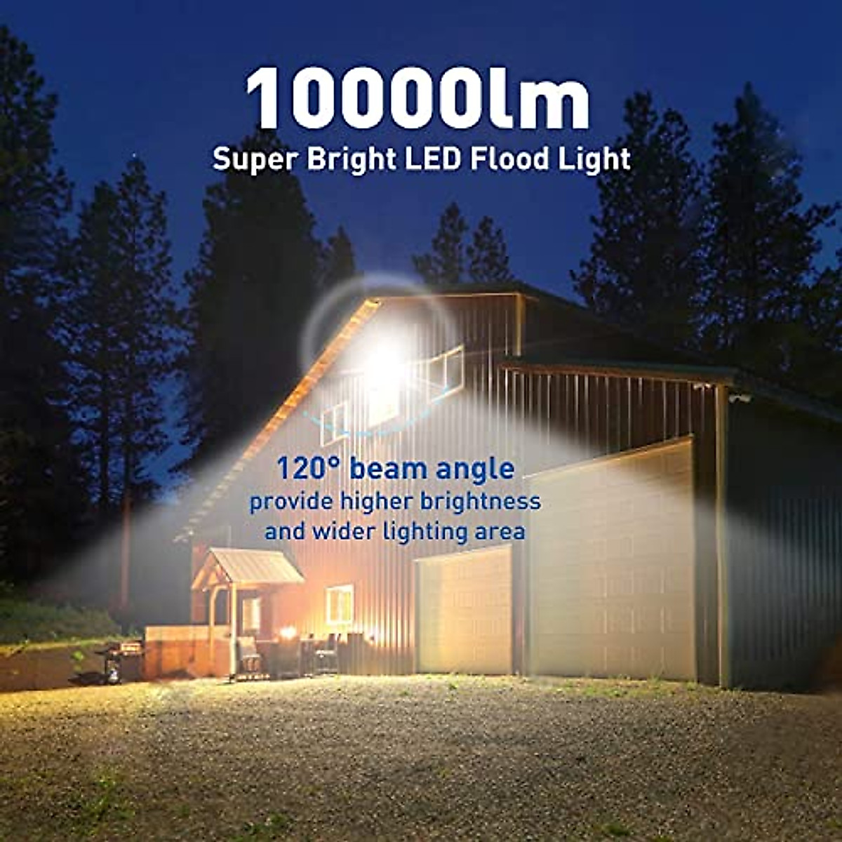 STARFISHHOME 4 Pack 150W LED Flood Light Outdoor,15500LM LED Work Light with US Plug,5000K Daylight White,IP67 Waterproof Outdoor Floodlights for Yard,Garden,Playground