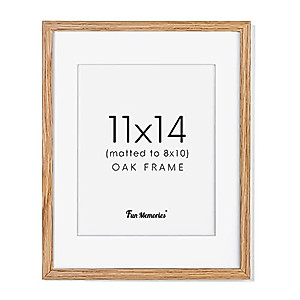 11x14 Picture Frame, 11 x 14 Solid Oak Wood Picture Frame with Real Glass, 11"x14" Wood Frames for Wall Display 8x10 Picture with Mat or 11x14 Picture without Mat, 11x14 Poster frame Art Frame