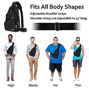 Large Capacity Sling Bag Crossbody Backpack for Women Men Waterproof Sling Backpack Extended Straps Cross Body Travel Chest Bag Hiking Casual Shoulder Daypack with Headphone Hole for All Body Shapes