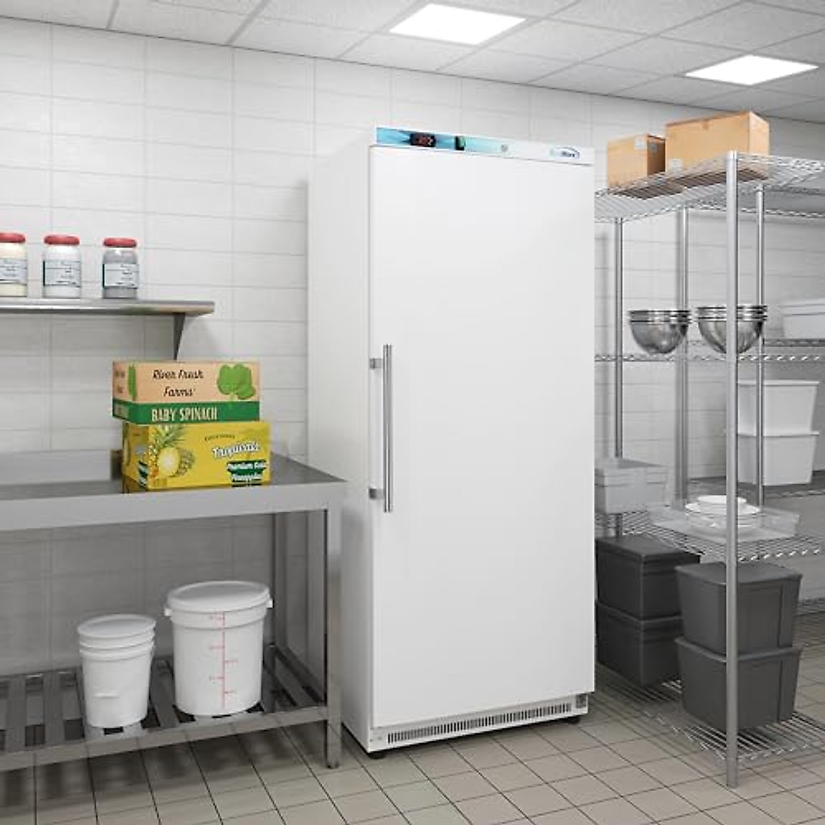 KoolMore KM-FMD20WH 21 Cu. ft. Commercial Reach-in Freezer in White Manual Defrost, Solid Door