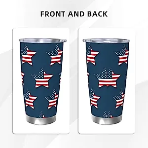 HQFFPOO 20 oz Tumbler with Lid and Straws Coffee Travel Mug Stainless Steel Cups Insulated Coffee Mug Leak Proof for Women, Sports, Outdoor, Gym, Men - 4th July