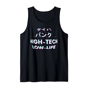 Cyberpunk in Japanese Hi-Tech Low Life with Glitch effect Tank Top