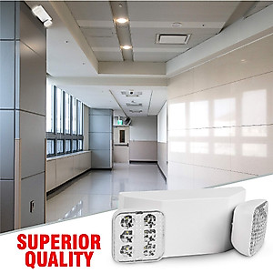 LABORATE LIGHTING Emergency Lights LED with Backup Battery, with Adjustable Heads, Commercial or Industrial Use, Pack of 2, Rechargeable Light Bulb, Indoor Hallway or Room Safety for Residential,