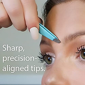 Zizzili Basics Tweezers - Limited Edition Aqua Ombré Slant Tweezer - Best Tweezers for Eyebrow, Hair Removal and Your Precision Needs