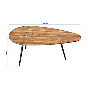 SAYGOER Small Coffee Table Modern Coffee Table Rustic Farmhouse Coffee Table Oval Mid Century Coffee Table Retro Accent Center Table for Living Room Easy Assembly, Walnut Oak