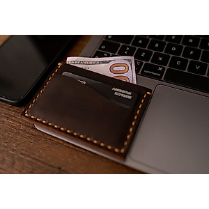 Handmade Leather card holder, Minimalist leather Card holder for Men - Women, Leather Pocket Card case, Leather Card Case