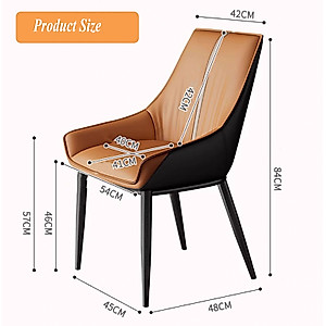RUANLOV Contemporary Kitchen & Dining Room Chairs with Arms, Modern Minimalist Restaurant Chair, Elegant Kitchen Chairs, PU Leather Cushion and Metal Legs Bar Chairs (C)