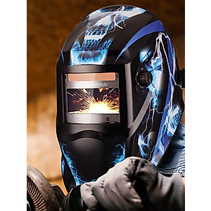 WELDSAMURAI Auto Darkening Welding Helmet, True Color Solar Power Welding Hood, 4 Arc Sensor Wide Shade 4/5-8/9-13 Welder Mask Shield with Grinding for TIG MIG MMA Plasma