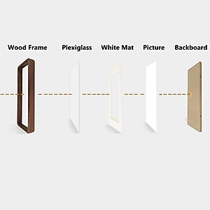 Natural Wood Photo Frames Inspired Tabletop Picture Frame with Mat, Vertical or Horizontal Display (Walnut, 8x10 matted to 5x7/6x8)