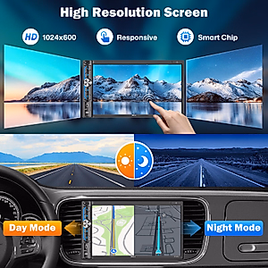 PLZ 7" Wireless Double Din Car Stereo Apple Carplay Radio Screen for Car Audio Receivers, Bluetooth 5.3 Car Play Android Auto Touchscreen, 240W 4.2 CHN 2 Subwoofers Outputs, Backup Camera, SWC, FM/AM