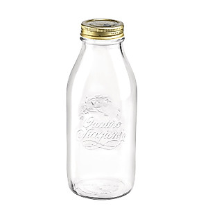 Bormioli Rocco Quattro Stagioni Preserving 1L Round Clear Glass Jug, Flasche 1.0 Liter, Transparent (365600-MQ2)