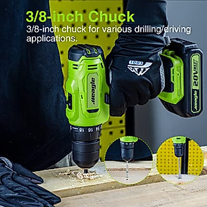 Meagle Cordless Drill, 20V Power Drill set with Battery & charger, 2 Variable Speed Electric Power Drill 18+1 Torque Setting, 3/8” Chuck with Drill Bits& Tool Bag