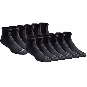 Dickies Men's Dri-Tech Moisture Control Quarter Socks (6, 18, Solid Black (12 Pairs), Large